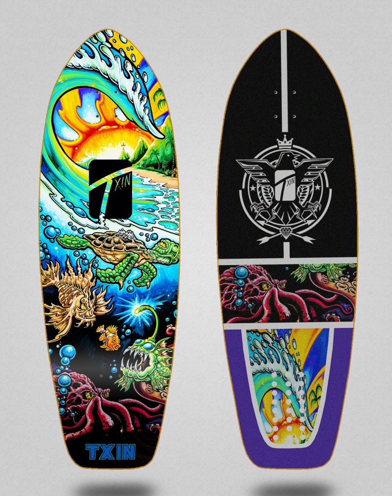 Surfskate deck - Turtle Paradise 31 Resin - Txin skateboards
